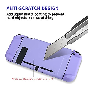 FANPL Case for Nintendo Switch, Hard Shell Cute Protective Case Cover for Switch and Joy Con Controller with 2 Flower Thumb Grips - Comfortable Touch (Purple)