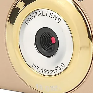 Jopwkuin Portable Digital Camera, Continuous Shooting 8X Optical Zoom 48MP Digital Camera ABS for Senior Citizen(Gold)