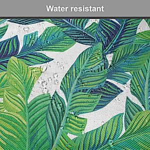 Ambesonne Banana Leaf Chair Seating Cushion Set of 8, Green Leaves of a Tropical Tree Brazilian Jungle Island Vegetation Art, Anti-Slip Seat Padding for Kitchen & Patio, 16"x16", White and Green