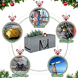 BALEINE 7.5 ft Christmas Tree Storage Bag, Heavy Duty Extra Large Artificial Christmas Tree Bag with Reinforced Handles and Dual Zippers Wide Opening (Gray, 7.5 ft)