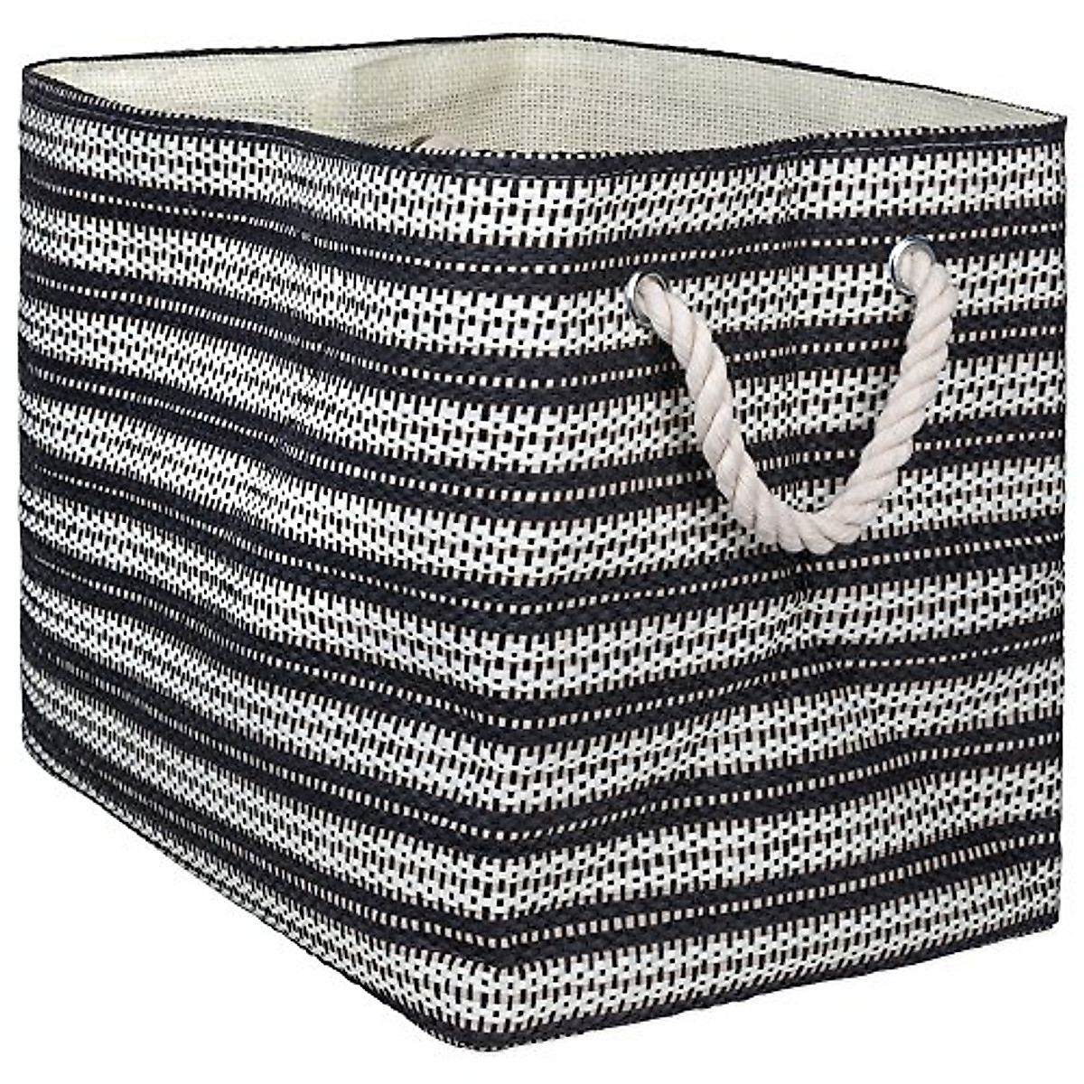 DII Woven Paper Storage Bin, Basketweave, Black & White, Medium