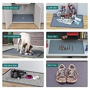 Under Sink Mat, 28" x 22" Silicone Kitchen Cabinet Tray, Waterproof & Flexible Under Sink Liner for Kitchen Bathroom and Laundry Room