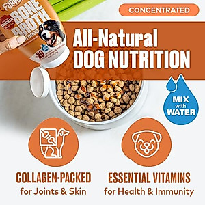 Furvor Chicken Bone Broth for Dogs - Collagen Protein Supplement for Digestion, Mobility, Coat, Immunity, Healthy Dog Food Topper, Meal Boost Gravy, Grain Free, Just Add Water, Made in USA, 12 oz