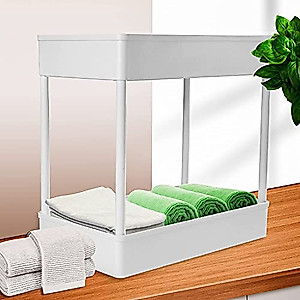 Under Sink Organizer,Bathroom Organizer Under Sink Storage 2 Tier Organizer,Under Sink Shelf Organizer Rack,Large Capacity Under Sink Cabinet Organizer for Kitchen Bathroom (White)