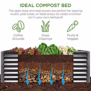Best Choice Products 6x3x2ft Outdoor Metal Raised Garden Bed, Deep Root Box Planter for Vegetables, Flowers, Herbs, and Succulents w/ 269 Gallon Capacity - Gray