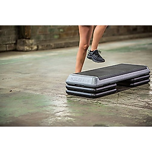 The Step (Made in USA Original Aerobic Platform for Total Body Fitness – Health Club 4 Risers Grey