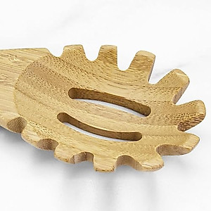 Divine Glance PCS 1 Best Wooden Pasta Spoon Fork 12 Inch Long Hand Pasta Serving Utensils Acacia Wood Spaghetti Server Spoon Pasta Forks Spaghetti Ladle Pasta Spatula