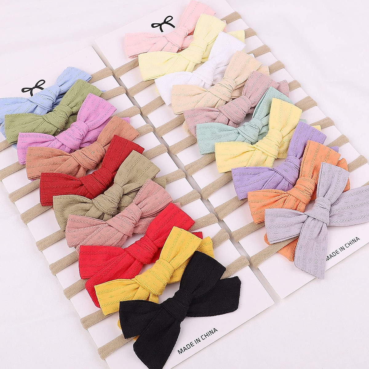 doboi 20PCS Baby Girls Headbands Hair Bows Nylon Linen Hairbands Handmade Hair Accessories for Newborn Infant Toddlers Little Girl and Kids