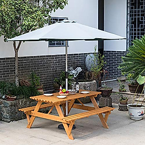 Gardenised, Stained A-Frame Outdoor Patio Deck Garden Picnic Table