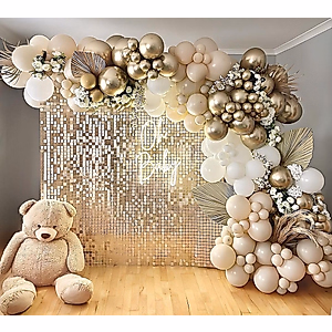 Sand White Gold Balloon Arch Kit, White Beige Chrome Gold Balloons Cream Balloons Metallic Gold Balloons for Boho Neutral Baby Shower Wedding Bridal Shower Birthday Decorations…
