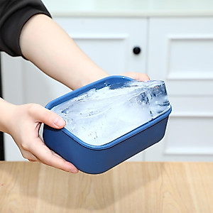 Nuogo 8 Pcs 2 Cup Silicone Freezer Trays with Lid Silicone Soup Freezer Molds Rectangle Soup Containers Reusable Food Preserving Tray Freezing Ice Trays for Soups Sauces Stews(Blue)