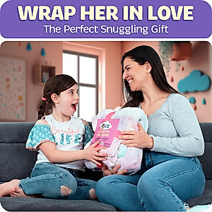 GLOWY DREAMS Glow in The Dark Blanket & Pillow Case Set - 50 x 60 in Kids Blanket & 18 x 18 in Pillowcase, 300GSM Mermaid Unicorn Blanket, Girl Blankets Kids Throw Blanket for Ages 3 to 10