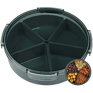 shopwithgreen Divided Serving Tray with Lid, Removable Divided Platter Food Storage Containers with 5 Compartment for Christmas Party, Veggies, Snack, Fruit, Nuts, Candy, Cracker, Chip