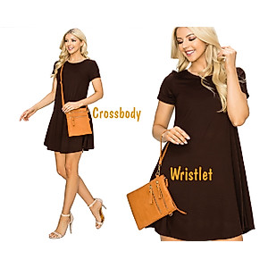 Solene Women's Faux Leather Organizer Multi Zipper Pockets Handbag With Detachable Wristlet Crossbody Bag-WU002(White)