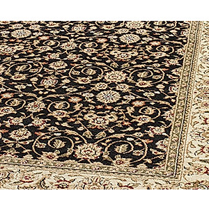 SAFAVIEH Lyndhurst Collection 4' x 6' Black/Ivory LNH316B Traditional Oriental Non-Shedding Living Room Bedroom Accent Rug