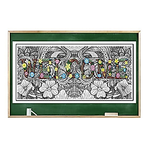 SJPrinter Inspirational Motivational Wall Art, Giant Coloring Poster Mandala for Kids and Adults - Great for Girls, Boys, Arts and Crafts, Care Facilities, Schools, Family Time, Groups (WELCOME, 24" x 52")