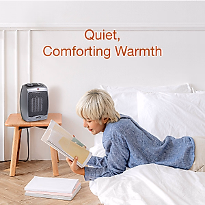 Lasko 754201 Small Portable 1500W Electric Ceramic Space Heater with Tip-Over Safety Switch, Overheat Protection, Thermostat and Extra Long 8-ft Cord for Indoor Ho, 9.2 x 7 x 6 inches, Gray