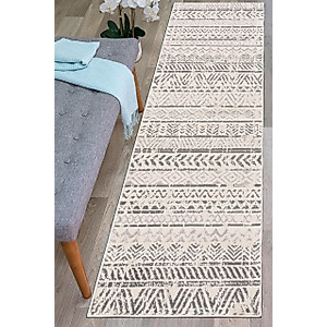 Rugshop Geometric Boho Perfect for high Traffic Areas of Your Living Room,Bedroom,Home Office,Kitchen Runner Rug 2' x 7' Gray