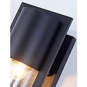 Delicavy Outdoor Wall Lights Modern Farmhouse Porch Light Waterproof Exterior Wall Lantern Black with Seed Glass, Outside Wall Lamp for House Garage, Front Door Light, 14.2" H