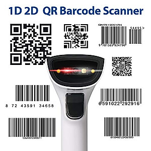 Sumicor 2D Bluetooth Barcode Scanner with Stand, 3 in 1 Compatible with Bluetooth & 2.4GHz Wireless & Wired Connection, USB Image Cordless QR Code Scanner for Smart Phone Tablet PC