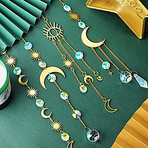 Crystals Hanging Sun Catcher Garden Prism Light Catcher Window Sun Catcher Chandelier Pendant Ornament for Home Office Party Decoration (Rainbow, 10 Pieces)