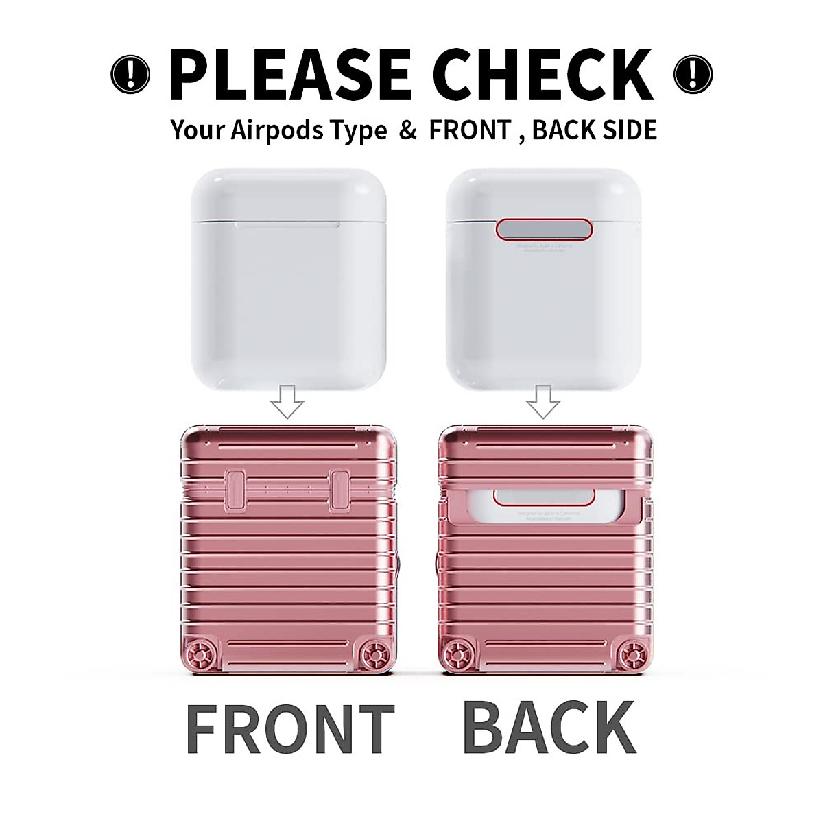 Miak Airpods case with Keychain Compatible with Airpods case 2&1 Generations, Supports Wireless Charging, Shock-Resistant Protective Case Cover, Rose Pink