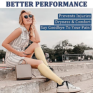 FEYHAY Copper Compression Socks (3 Pairs) 15-20 mmHg Circulation is Best Athletic & Daily for Men & Women, Running, Climbing