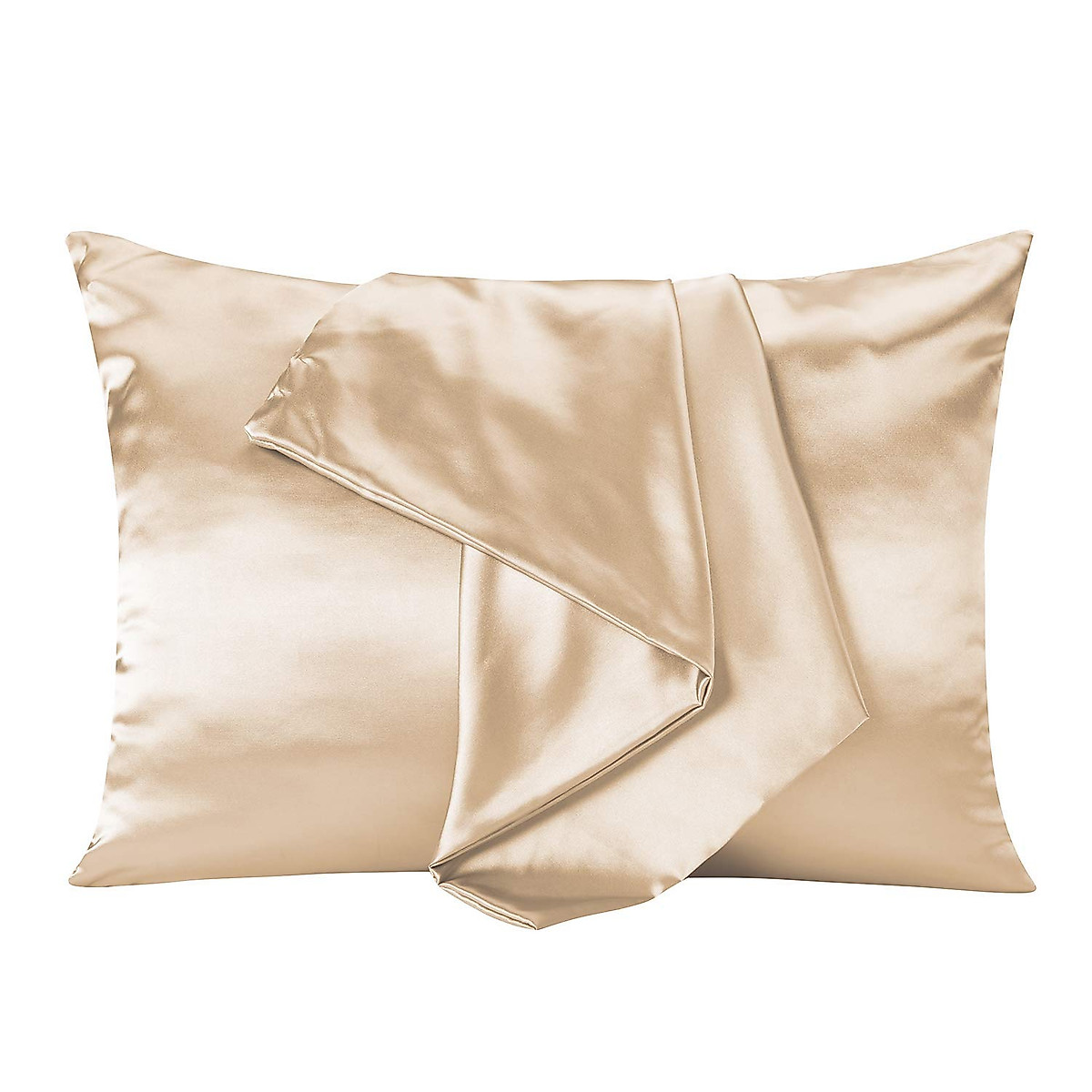 NeckAngel Satin Silk Pillowcases with a Hair Tie for Hair and Skin Slip Cooling and Silky Pillow Cases 20x26 Inches