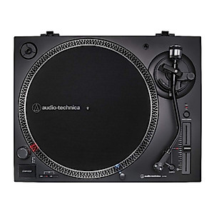 Audio-Technica AT-LP120XUSB Direct-Drive Analog and USB Turntable (Black) Bundle with Powered Bluetooth Studio Monitors and Digital Turntable Stylus Scale (3 Items)
