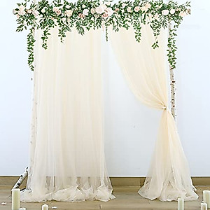 Tulle Backdrop Curtain for Parties 10ftx8ft Champagne Sheer Backdrop Curtain for Wedding Birthday 2Panles 5ftx8ft