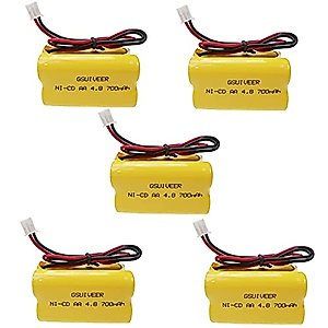 GSUIVEER BL93NC487 BL93NC484 BAA48R Ni-Cd 4.8V 700mAh Exit Sign Emergency Light Battery Replacement (5 Pack)