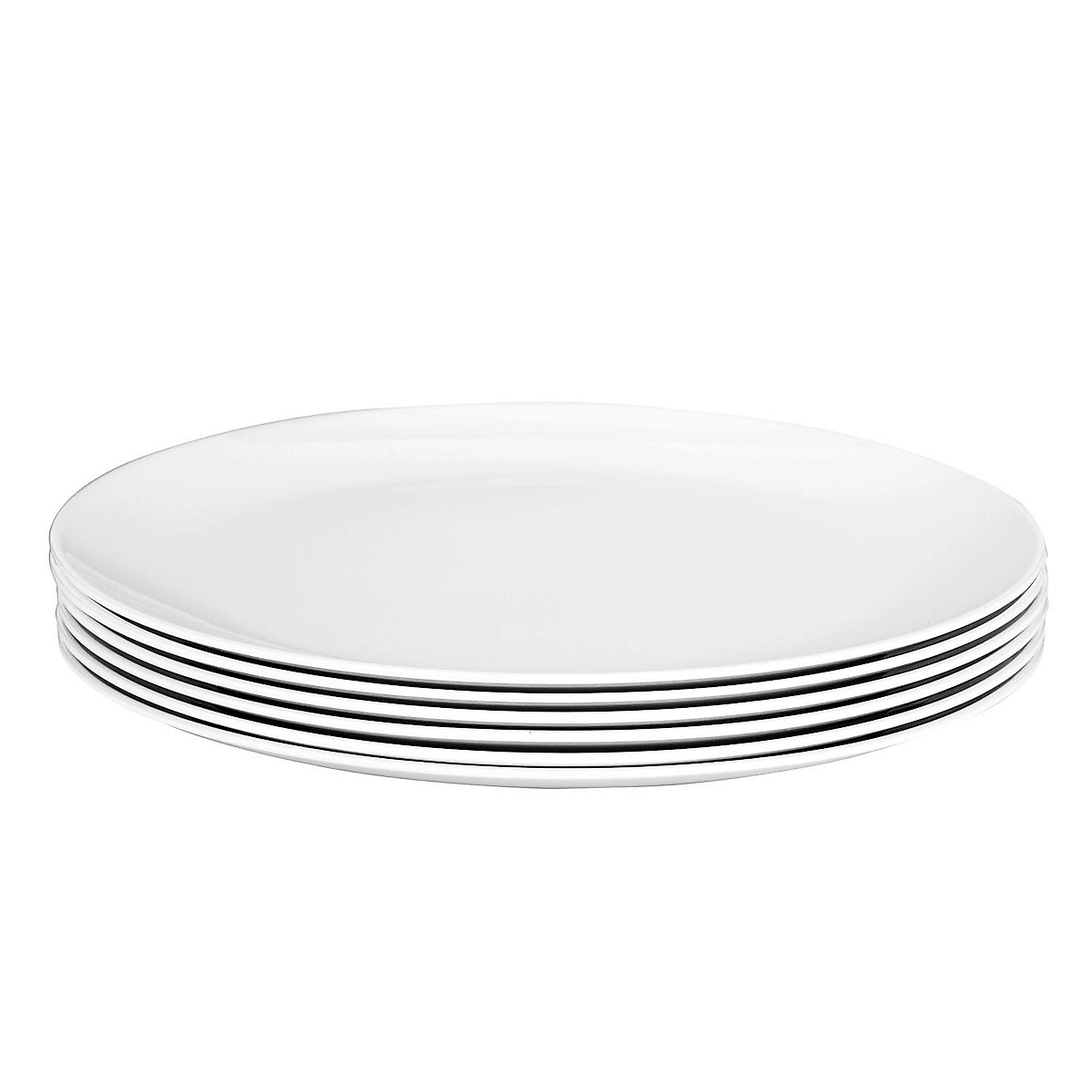 KOXIN-KARLU Melamine Plates, 10.5-inch Dinner Plates Dinnerware Dish, set of 6 White | 100% Melamine, Dishwasher Safe, BPA Free