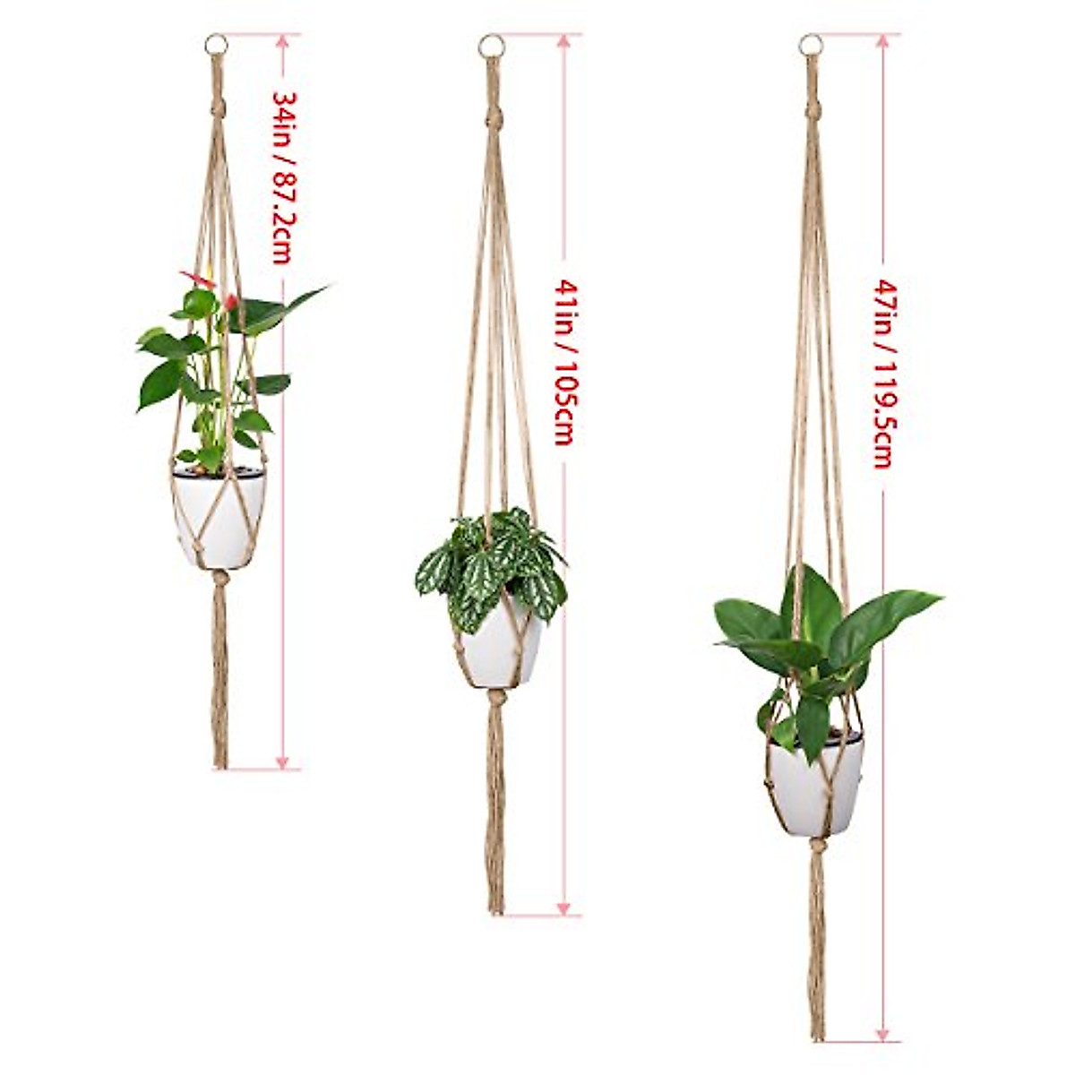 Plant Hangers Indoor Macrame Hanging Planter Holder 6 Pack, 3 Sizes