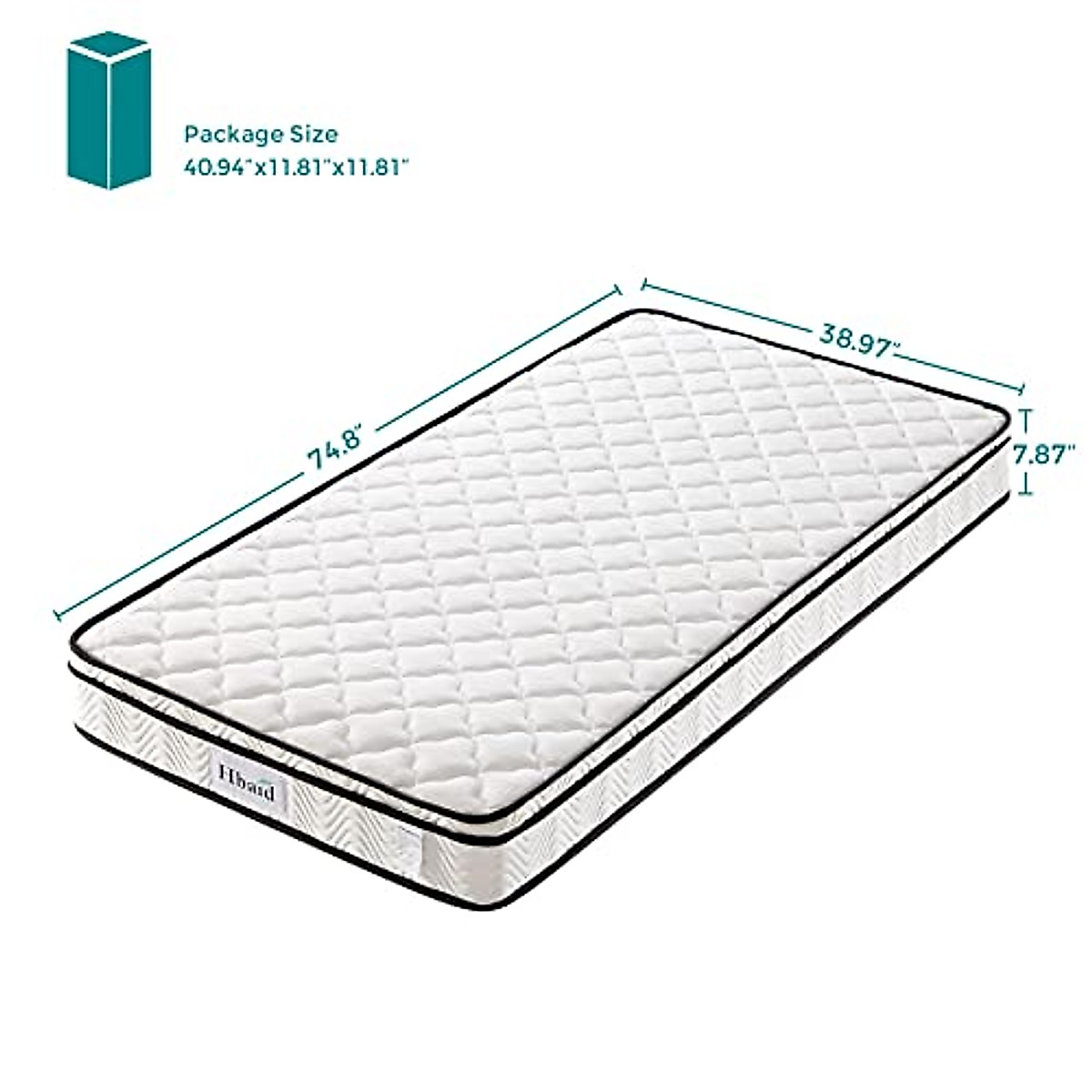 Mattress, Hbaid 8 Inch Memory Foam and Innerspring Hybrid Medium-Firm Feel Hybrid Mattress, Pocket Spring Mattress, Pressure Relieving Comfort Body Support, Bed-in-a-Box (Twin)