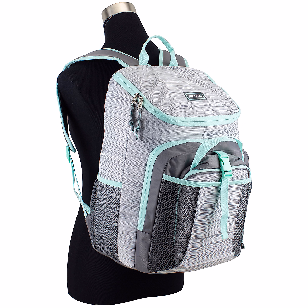 FUEL Top Loader Backpack with Lunch Box Combo – 18” Two Compartment Water Resistant Durable Adjustable Straps with Side Water Bottle Pockets 2 in 1 Set – Slate Grey