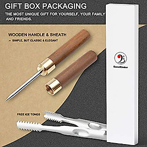 Ice Picks in Gift Box - Premium Stainless Steel Ice Picks Kitchen Tool with Wooden Handle Safety Cover Portable for Bars Restaurant Home Bartender Picnics Camping, 1PCS (RoseWood 6.7")