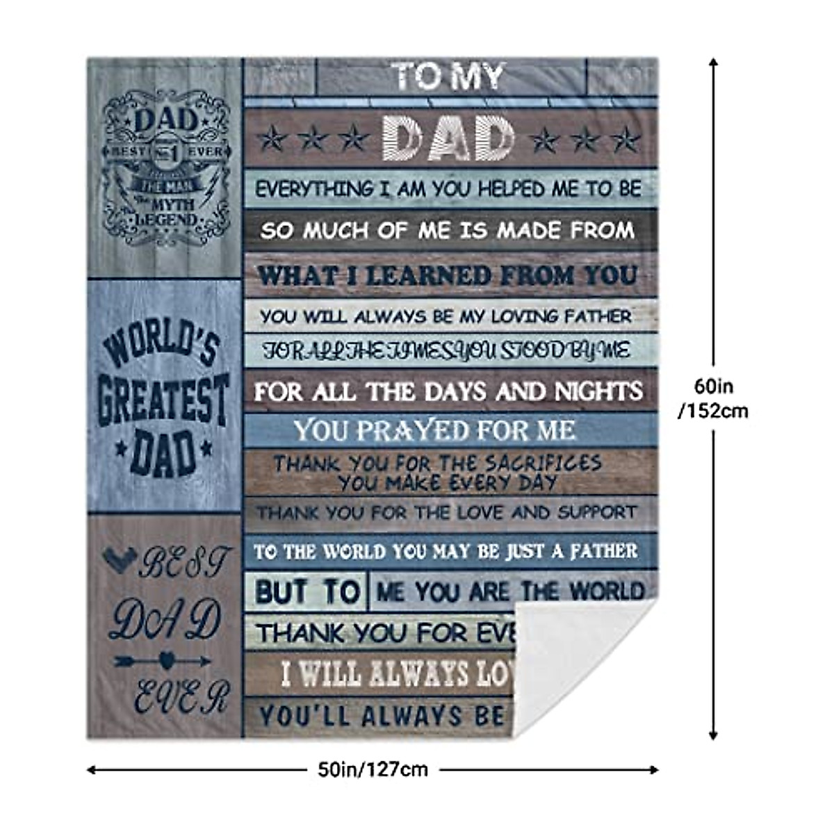 NAZZIUL Dad Birthday Gift,Gifts for Dad Blanket,Dad Gifts from Daughter - Dad Gifts from Son, Gifts for Daddy,Father Gifts,Gifts for Dad Who Wants Nothing,Dad Gift Ideas Throw Blanket 60"x50"