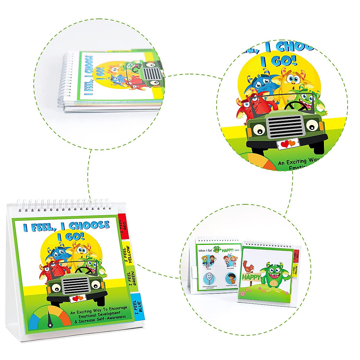 Mood Flipbook Kit with Emotion Cards for Kids,Teach Children to Identify Feeling & Make Positive Choices, Autism (ASD) Friendly Teaching Toy, Preschool Learning Toy for Ages 3-7