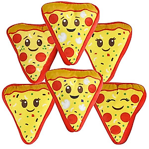 ArtCreativity Mini Plush Pizza Toys for Kids, Set of 6, Soft and Cuddly Soft Stuffed Toys in Assorted Designs, Plush Party Favors for Kids, Cute Pizza Party Decorations, 4.5 Inch