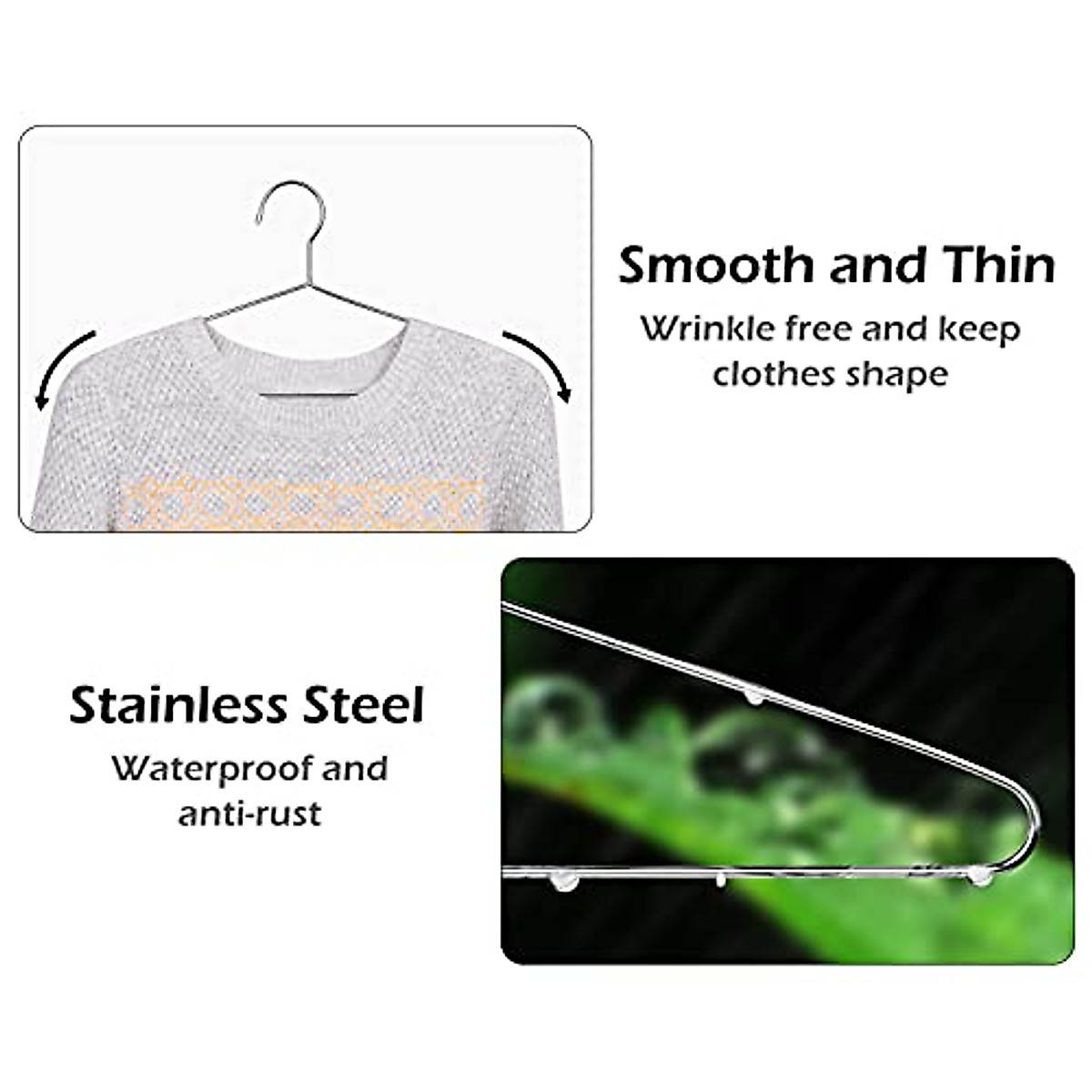 KEETDY 50 Pack Metal Hangers Coat Hangers Heavy Duty Stainless Steel Clothes Hanger for Closet Clothing Shirt Suit Pant 16.4 Inch