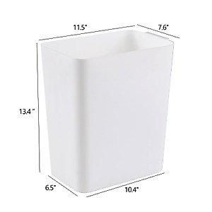 Kiddream 3 Pack 4.5 Gallon Deskside Wastebasket, Plastic Slim Trash Can, White