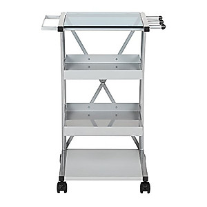 SD STUDIO DESIGNS Modern Triflex Mobile Storage Taboret for Arts and Crafts Silver 18.5" W x 16" D x 25.5" H