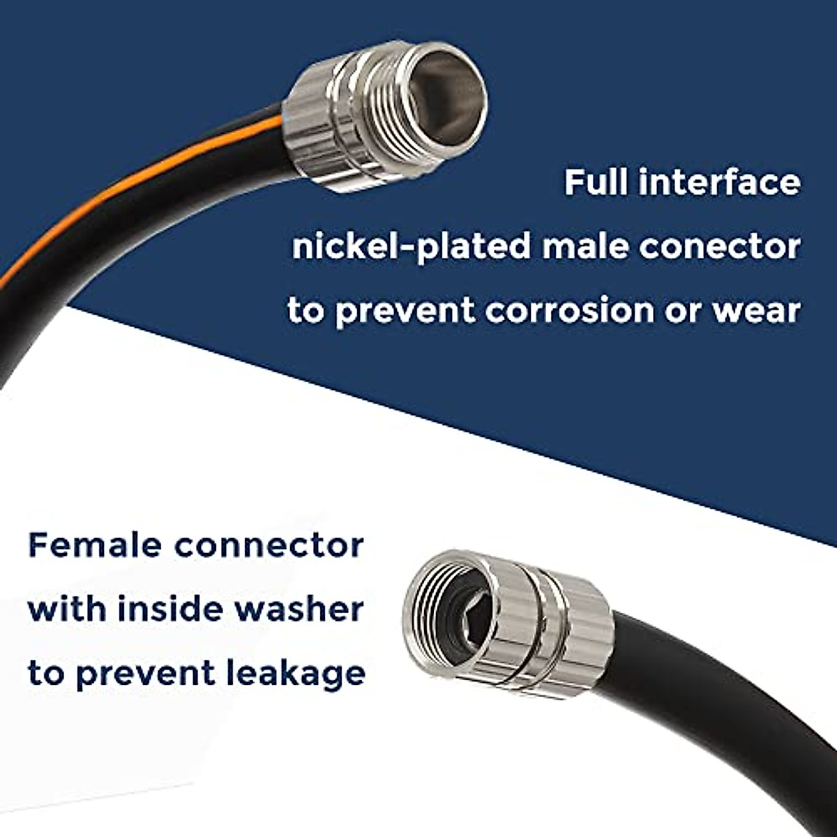 Giraffe Tools Leader Hose 5 ft, 5/8" Rubber Water Hose with Custom Length, Heavy Duty, No Kink, Flexible Garden Hose with Male to Female Fittings for Garden & Yard