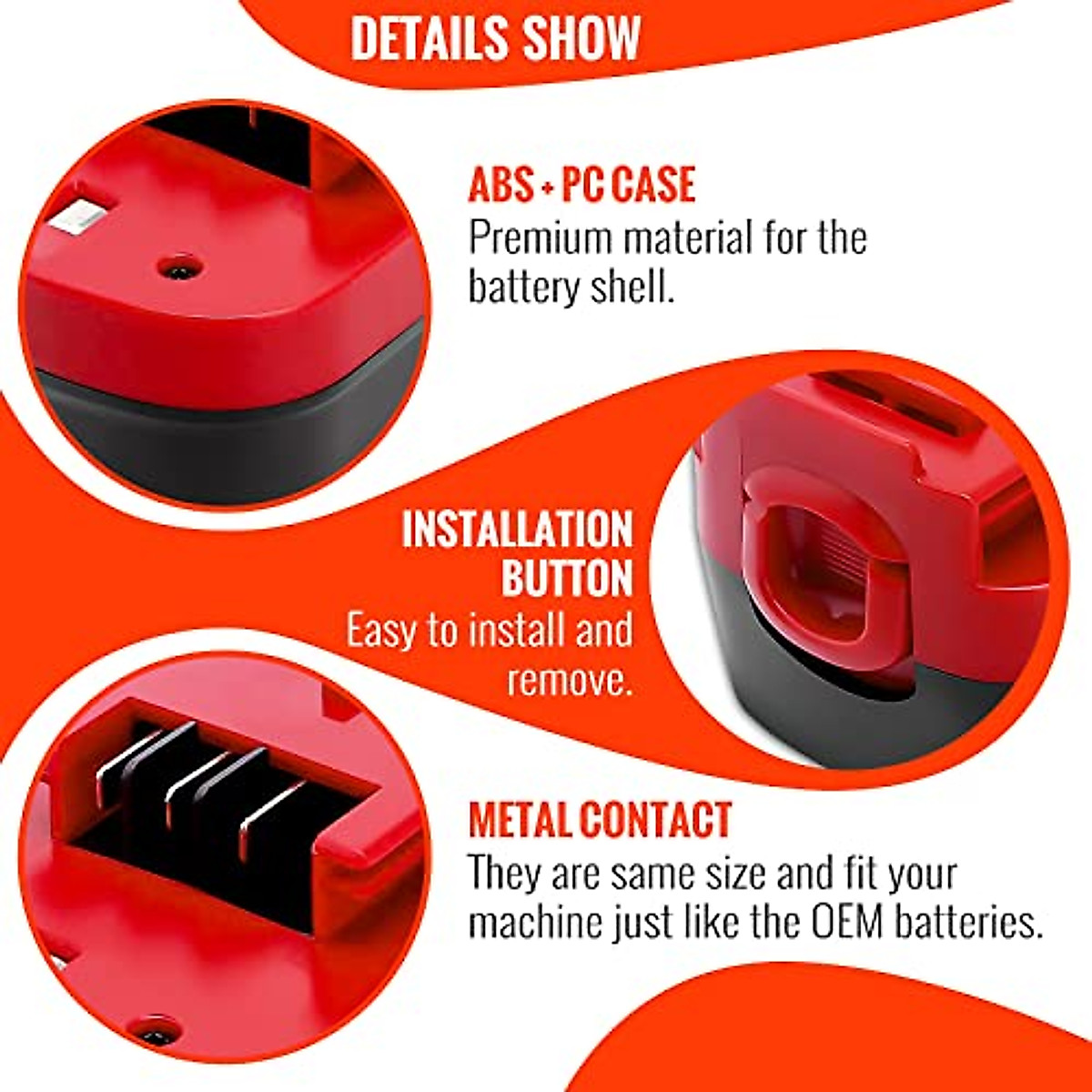 3.6Ah Ni-Mh Replacement Battery HPB18 Compatible with Black and Decker 18V HPB18 FS18FL FSB18 A1718 FEB180S A18 A18E 244760-00 A18NH FS18FL FS180BX FS18BX Firestorm Power Tools