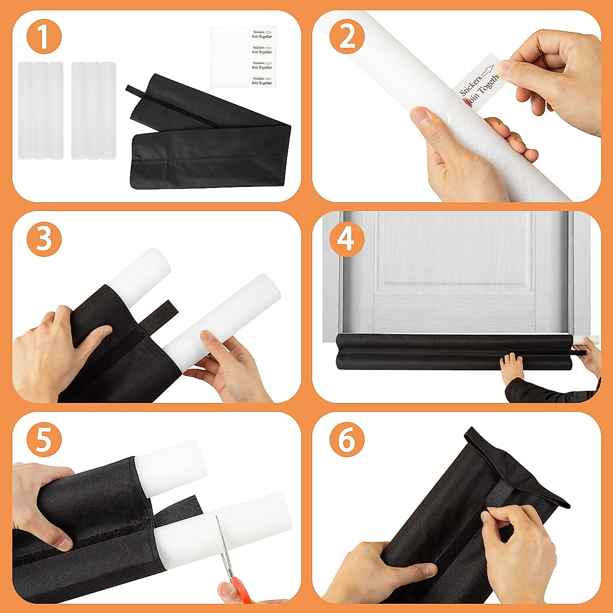 Draft Door Stopper 36 Inches, Draft Guard for Interior Door, Heavy Duty Door Sweep, Sound Proof Reduce Noise Keeping Warm in and Cold Out, Thicker Door Draft