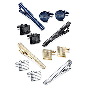 Jstyle Father Day's Gift for Dad Tie Clip and Cufflink Set for Mens Tie Bar Clips Cufflinks Shirt Wedding Business with Gift Box