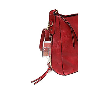 MIRRORLET Women’s Long Handle Bag (RED) with three ZIPPERED POCKETS. Tote bag, Shoulder bag for working and informal activities. (Environmentally friendly non leather from animals’ skin).