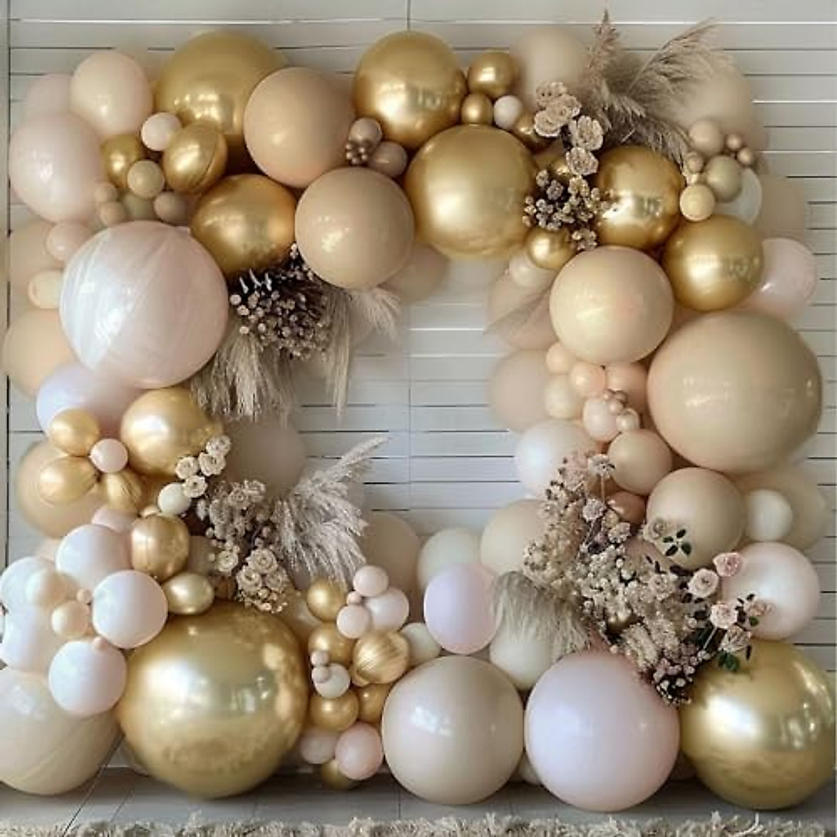Nude Blush Balloon Garland Double Stuffed Beige Ivory Gold Boho Neutral Balloons Arch Kit for Baby Shower Gender Reveal Birthday Baptism Wedding Party Decoration