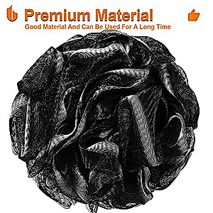 Urbanstrive Shower Bath Sponge XL 75g Soft Shower Loofahs Balls for Body Wash Men Women Bathroom Accessories, 1 Pack, Black