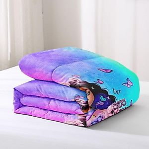 Lindesa Black Girl Magic Comforter Set, Twin Bed Comforter Sets for Girls,African American Black Girl Bedding Set Bedroom Decor Afro Melanin Bedspreads Quilt Black Girl Bed Set